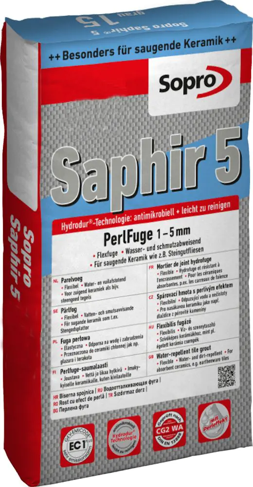 Flex-Fugenmörtel Sopro Saphir 5 PerlFuge 1-5 mm silbergrau - 5 kg